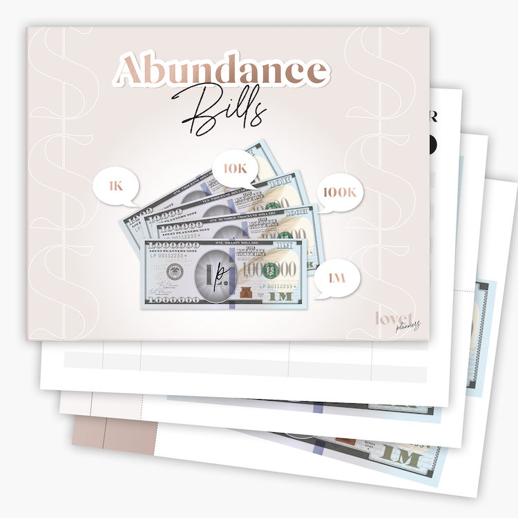 Abundance Bills For Vision Boards | Million Dollar Bills – Lovet Planners